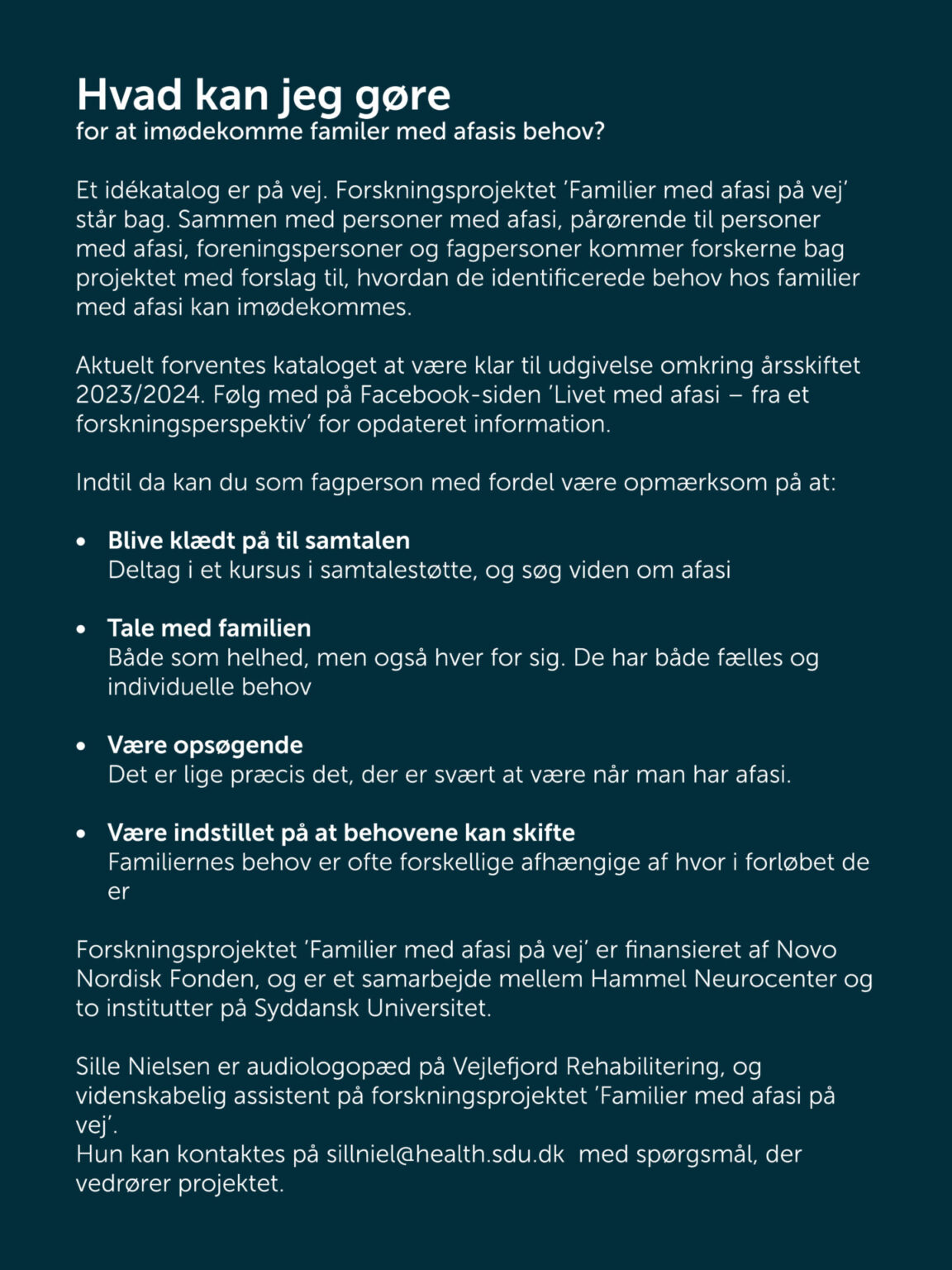 Livet for familier med afasi kan forbedres når deres behov identificeres | Vejlefjord